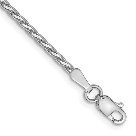 14k White Gold 19mm Diamond Cut Parisian Wheat Chain Bracelet 7