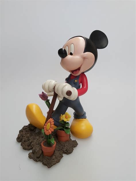 Walt Disney Mickey Mouse Statue Digging Gardening Planting Flowers Very