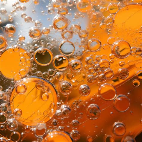 Golden Tinted Translucent Emulsion Texture With Oil Bubbles For