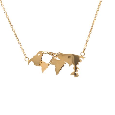 Dara Map Stainless Steel Pendant Necklace Silverworks