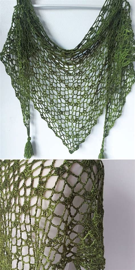 Triangle Shawl Crochet Pattern Free Green Olive Triangle Shawl