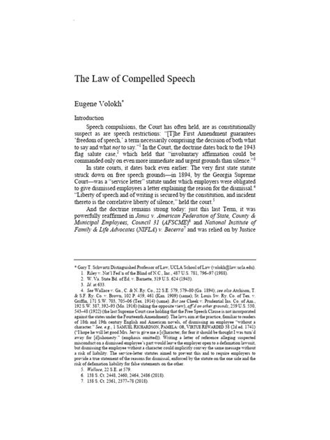 The Law Of Compelled Speech Eugene Volokh Pdf First Amendment To The United States