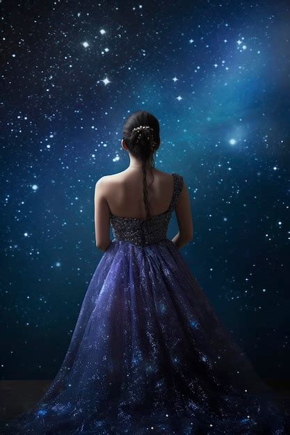 Illustration Fantasy Princess Looking At The Milky Way Ai Generative Premium Ai Generated Image