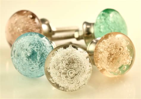 Set Of 2 Aqua Bubble Glass Knobs Etsy