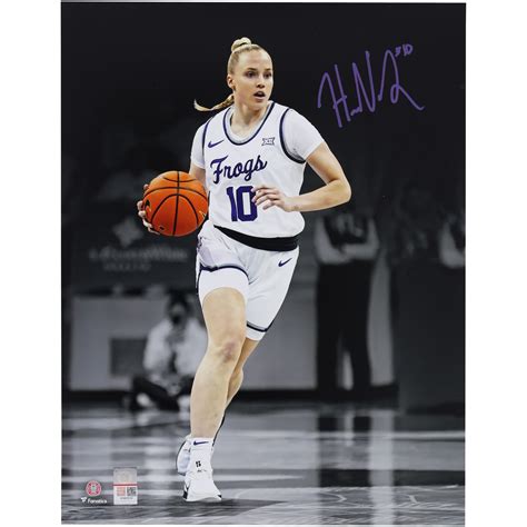 Hailey Van Lith Tcu Horned Frogs Autographed 11 X 14 Dribbling Spotlight Photograph