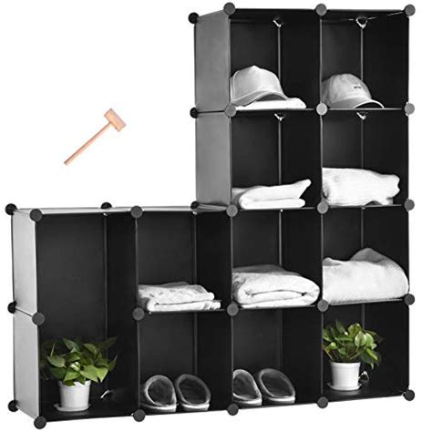 12 Cubes Storage Organizer Shelf Blackdiy Plastic Stackable Cubes Storage Shelvesmodular