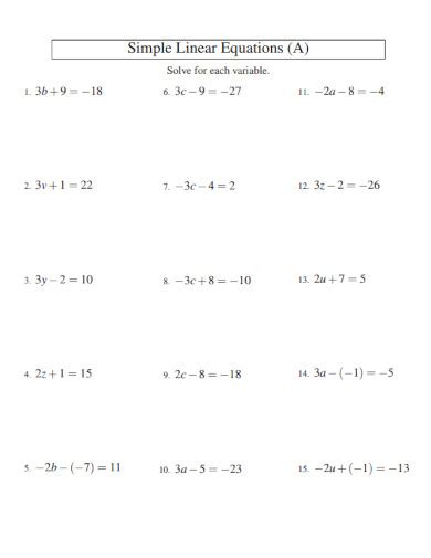 Linear Equations Examples Formula How To Solve Pdf