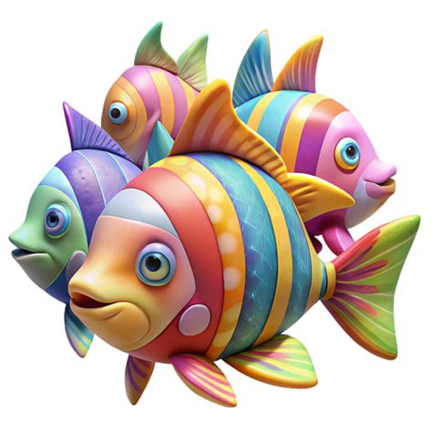 Serene Creative Tropical Fish School Colorful View Isolated Authentic