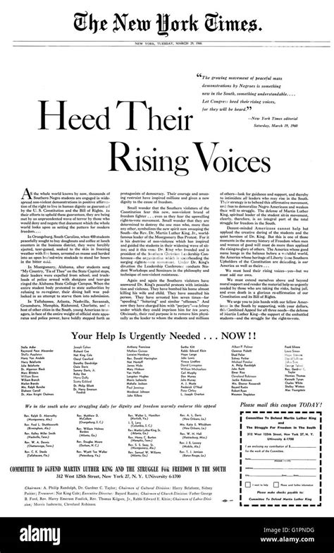 Ad Civil Rights 1960 Heed Their Rising Voices Ad Placed In The