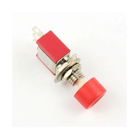 Momentary Push Button Switch 2a 250vac 5a 120vac 3 Terminals Red Round Cap Panel Mount Spdt