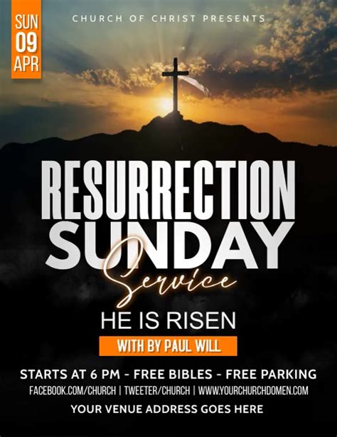 Resurrection Sunday Church Service Template Postermywall