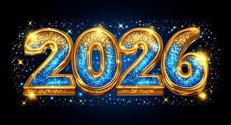 2026 New Year Celebration With Sparkling Gold Glitter Design Stock