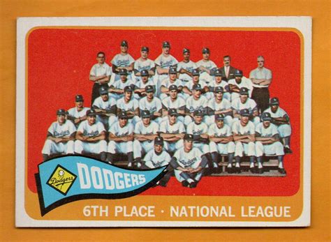 Los Angeles Dodgers 1965 Topps Team Card 126 Sandy Koufax Don Drysdale