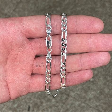 Solid 925 Sterling Silver 5mm Figaro Link Chain Necklace Italian Made