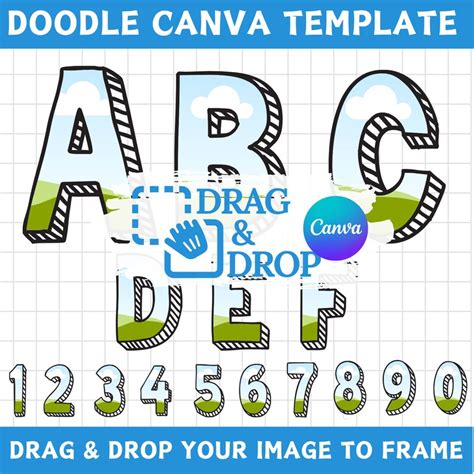 Doddle Font Template Canva Doodle Font Customizable Doddle Font For