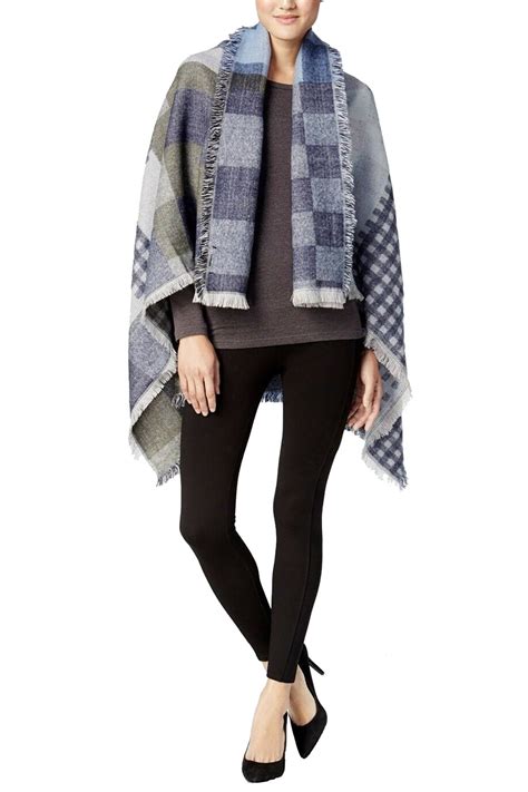 Steve Madden Denim Plaid Variety Blanket Wrap Scarf Cheapundies