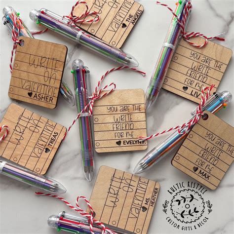 Classroom Multicolor Click Pen Valentines Personalized Wooden
