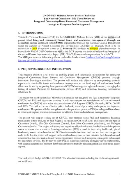 Fillable Online Integrating Ecosystem Services Into Federal Resource