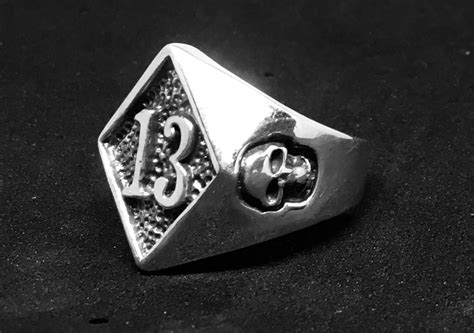 Diamond 13 Skull Ring 925 Solid Sterling Silver Metal Biker Etsy