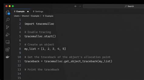 Basic Example Of Python Function Tracemalloctracebackformat
