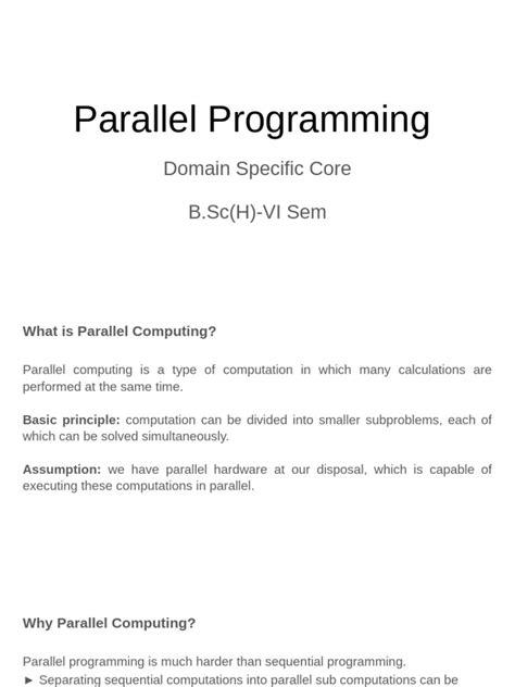 Parallel Programming Unit 1 Pdf Parallel Computing Central