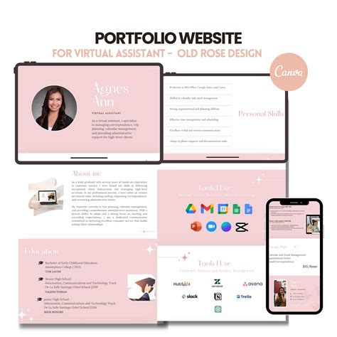 Va Portfolio Website Canva Template Virtual Assistant Landing Page