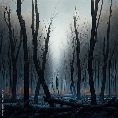 Grove Of Ash Surrounded By Mountens And Forest Of Dying Tree