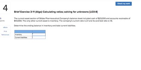 solved brief exercise 3 11 algo calculating ratios