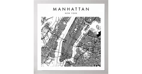 Manhattan New York Minimal Modern Street Map Poster Zazzle