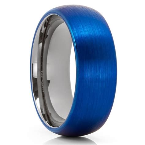Gunmetal Tungsten Wedding Band Blue Wedding Band Tungsten Wedding