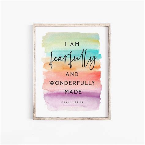 Psalm 13913 I Am Fearfully And Wonderfully Made Bible Verse Wall Art