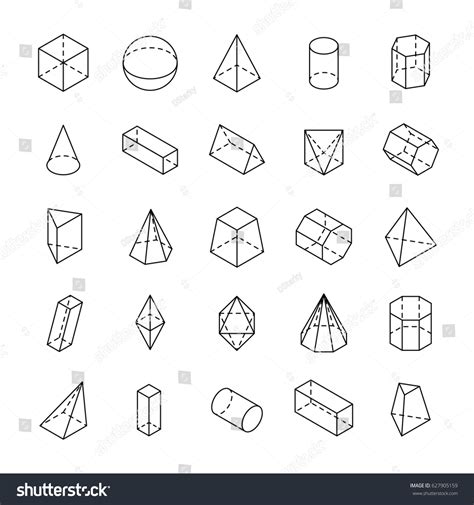 Huge Set 3d Geometric Shapes Isometric Stock Vector Royalty Free