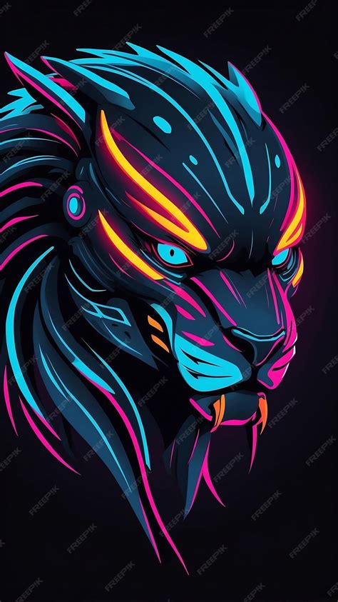 Outline Predator Abstract Neon Outline Premium Ai Generated Image