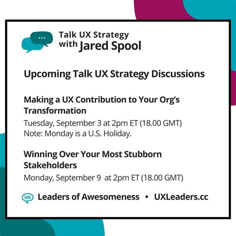 Join Jared Spool For Upcoming Talk Ux Strategy Discussions On 🌟making