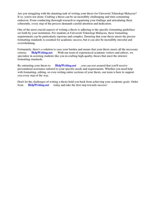 Universiti Teknologi Malaysia Thesis Format Pdf