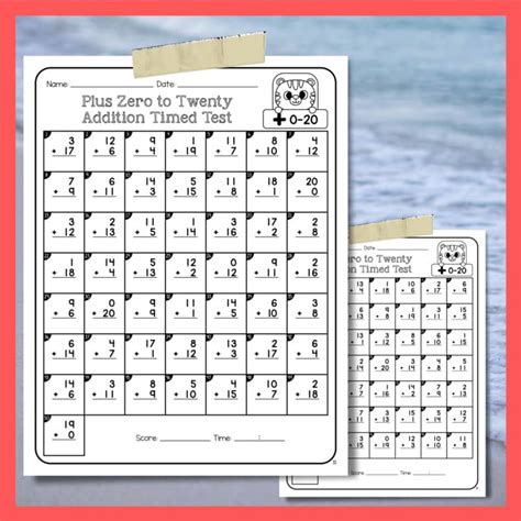 Addition Timed Tests Worksheets By Learning Is A Will Not A T