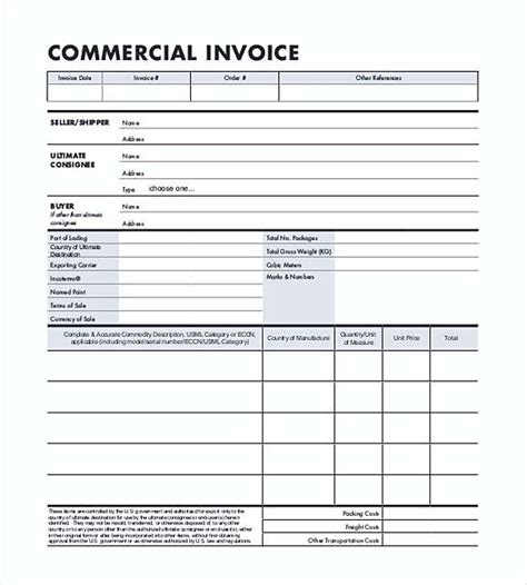 Commercial Invoice Template Excel Artofit
