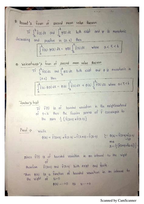 Solution Class Notes On Bonnets Form Of Second Mean Value Theorem