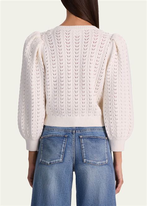 Alice Olivia Doris Embellished Puff Sleeve Cardigan Bergdorf Goodman