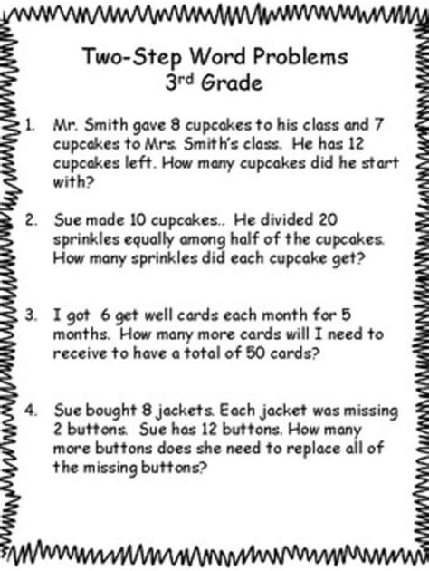Two Step Word Problems 3rd Grade Math By Fourth At 40 Tpt