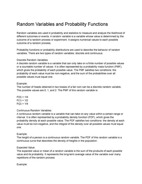 Elements Of Probability And Statistics MAT Lecture Random Variables And Probability