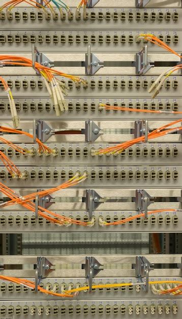 Premium Photo Led Lights In A Server Rack With Rj45 And Fiber Optic