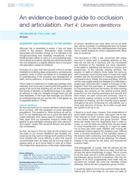an evidence based guide to occlusion and articulation part 4 unworn