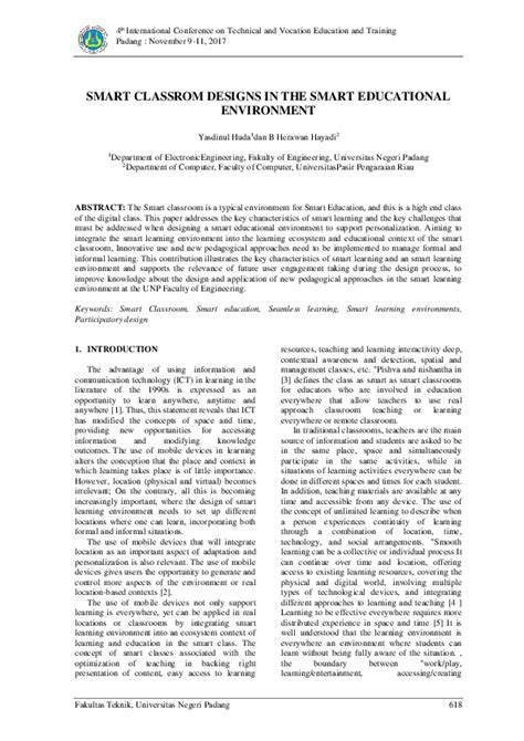 Pdf Smart Classrom Designs In The Smart Educational Environment