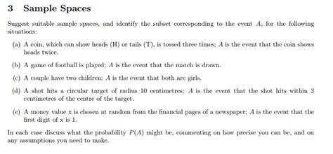 solved sample spaces suggest suitable sample spaces and