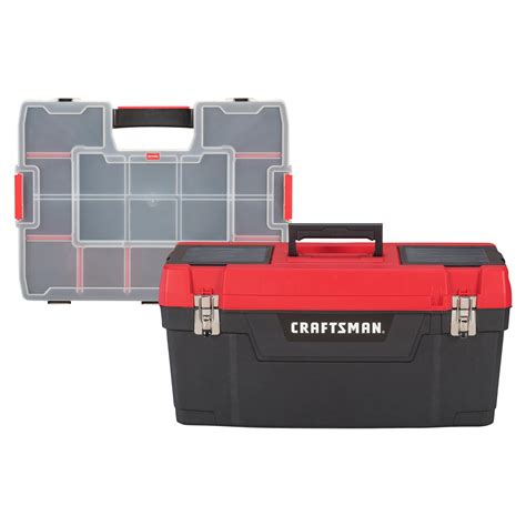Shop Craftsman 25 In Plastic Lockable Tool Box And 14 Compartment Plastic