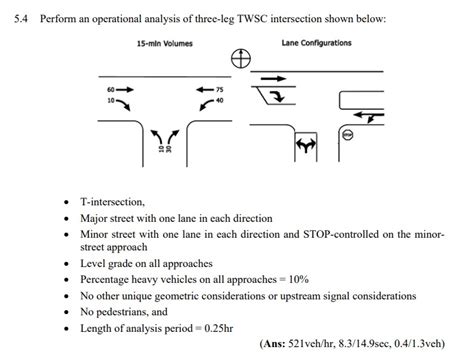 solved 4 perform an operational analysis of three leg twsc