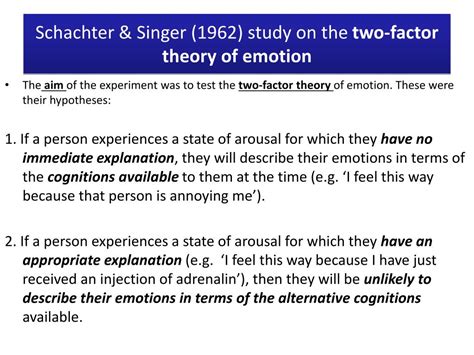 Ppt Schachter And Singer 1962 Two Factor Theory Of Emotion Powerpoint Presentation Id 2018059
