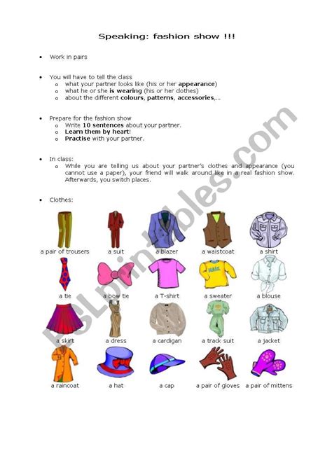 Fashion Show Part 1 Of 3 Esl Worksheet By Kimj