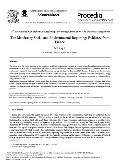 Pdf The Mandatory Social And Environmental Reporting Evidence From